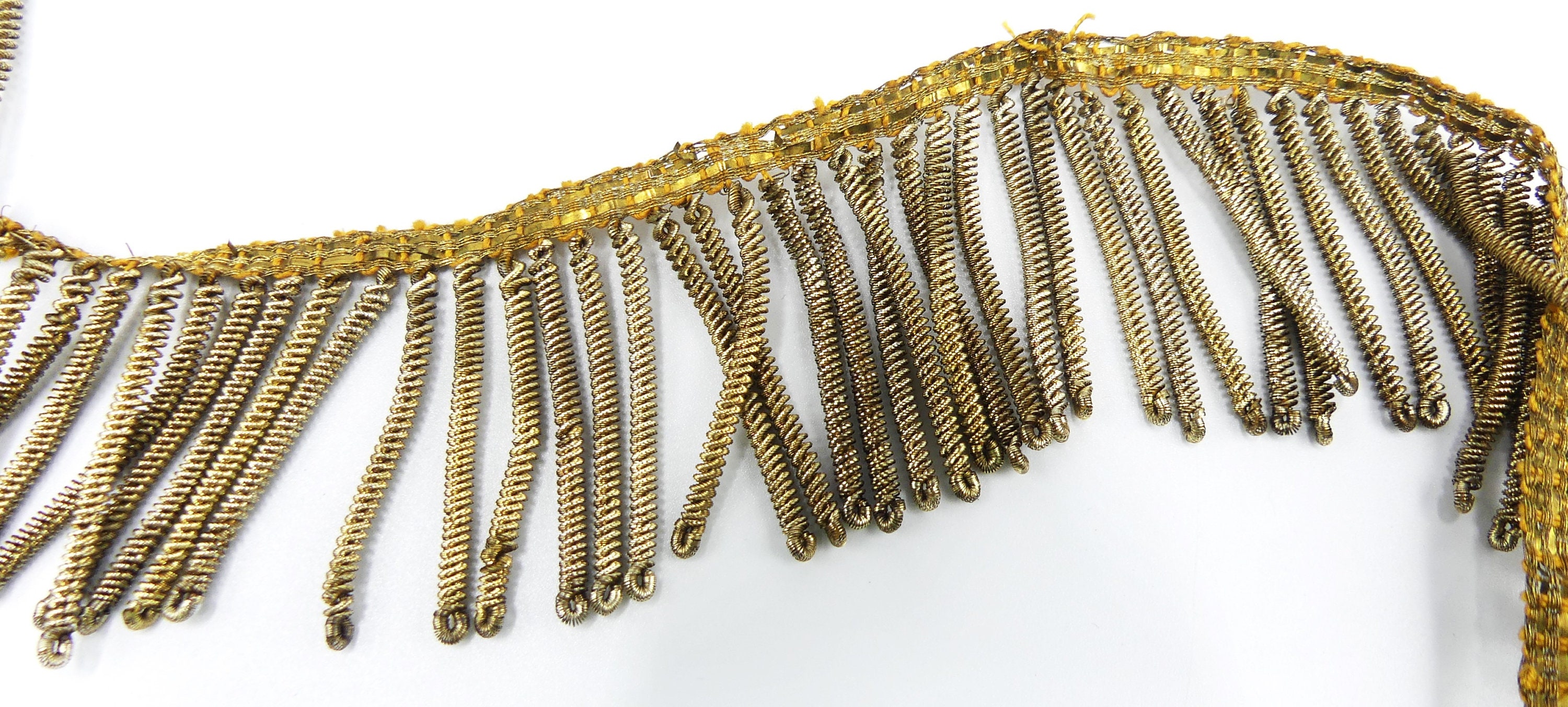 Antique Vintage French Gold Metallic Bullion Fringe Coiled Trim 3 Yard ...