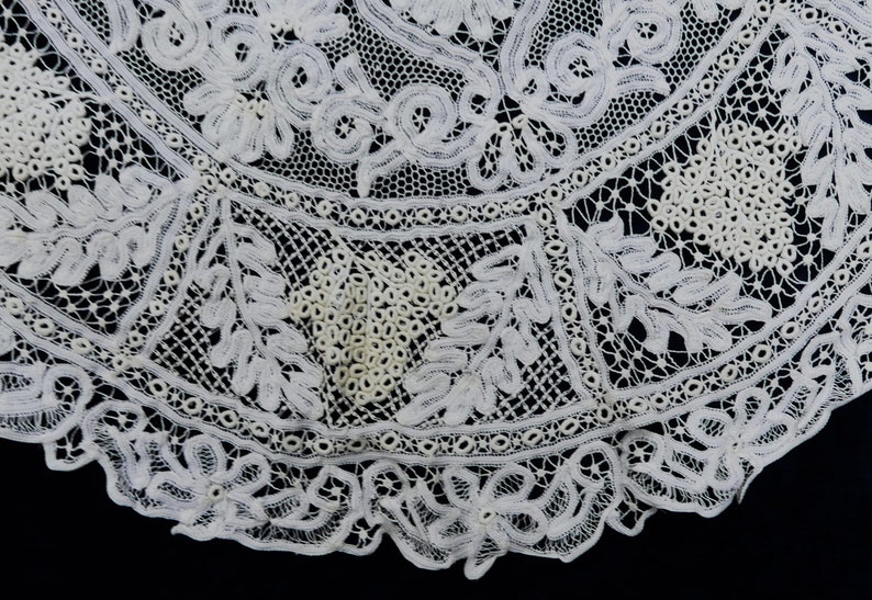 Antique 1910's Round Battenburg Lace Tablecloth Color Light Ivory 47 ...