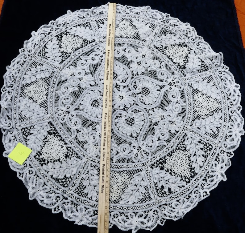 Antique 1910's Round Battenburg Lace Tablecloth Color Light Ivory 47 ...