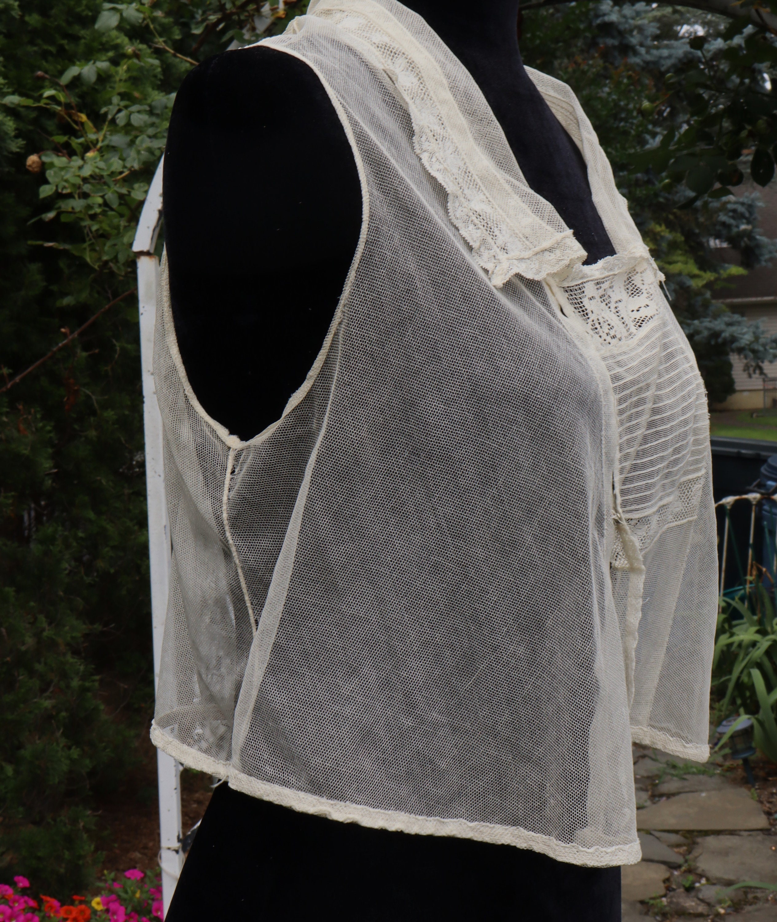 Antique Edwardian Tambour Lace Tulle Collar Chemisette Blouse Color ...