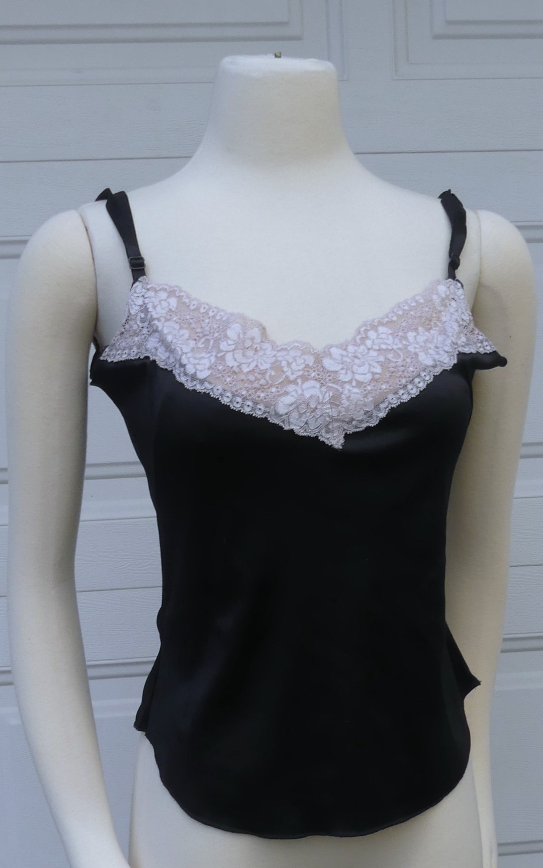 Vintage Shameless Black And Lace Trim Camisole Tank Top Size L Etsy