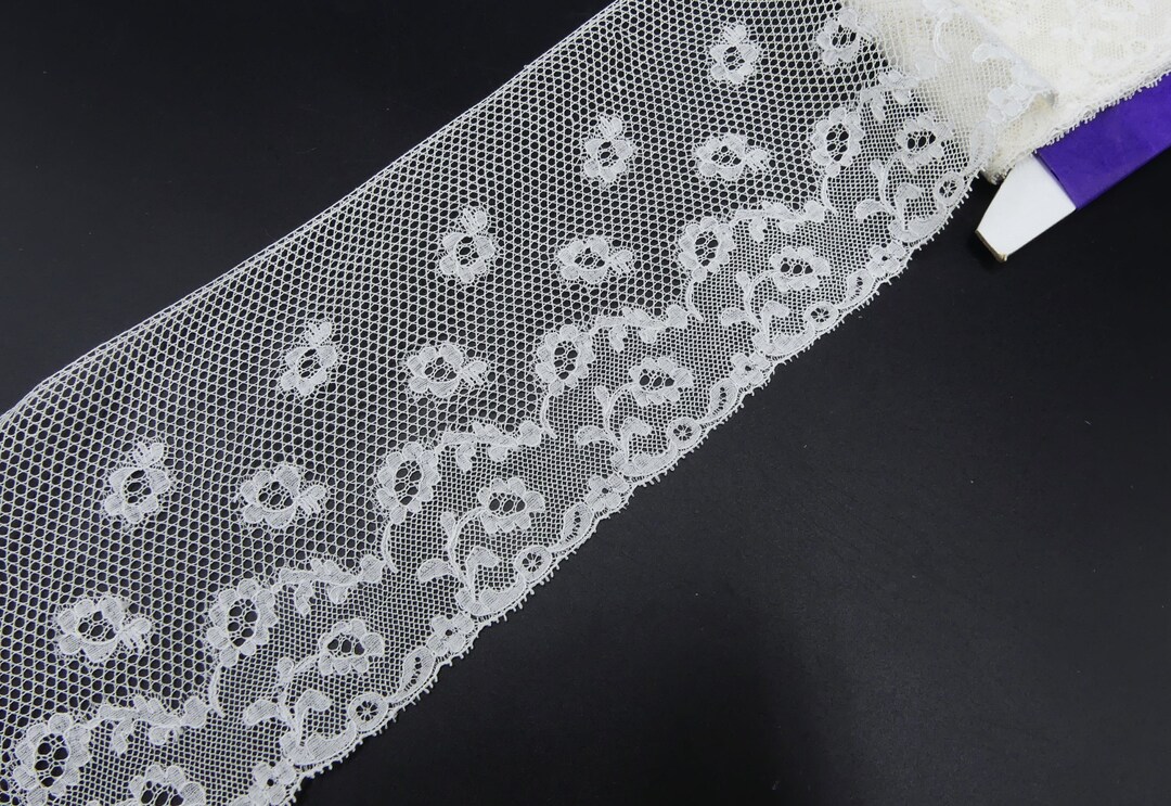 Antique French Alençon Wide Cotton Lace Trim Color Ecru 6 Yard 9” X 4”1 ...