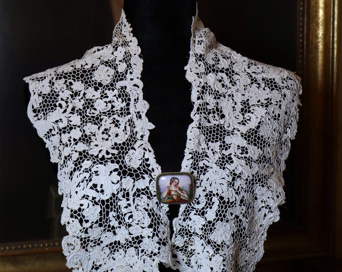 Antique 1800's French Handmade Exquisite Alencon Lace Collar Color ...