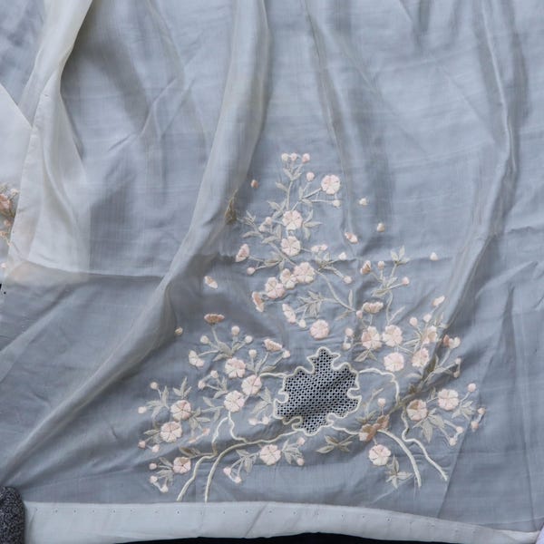 Embroidered Silk Fabric - Etsy