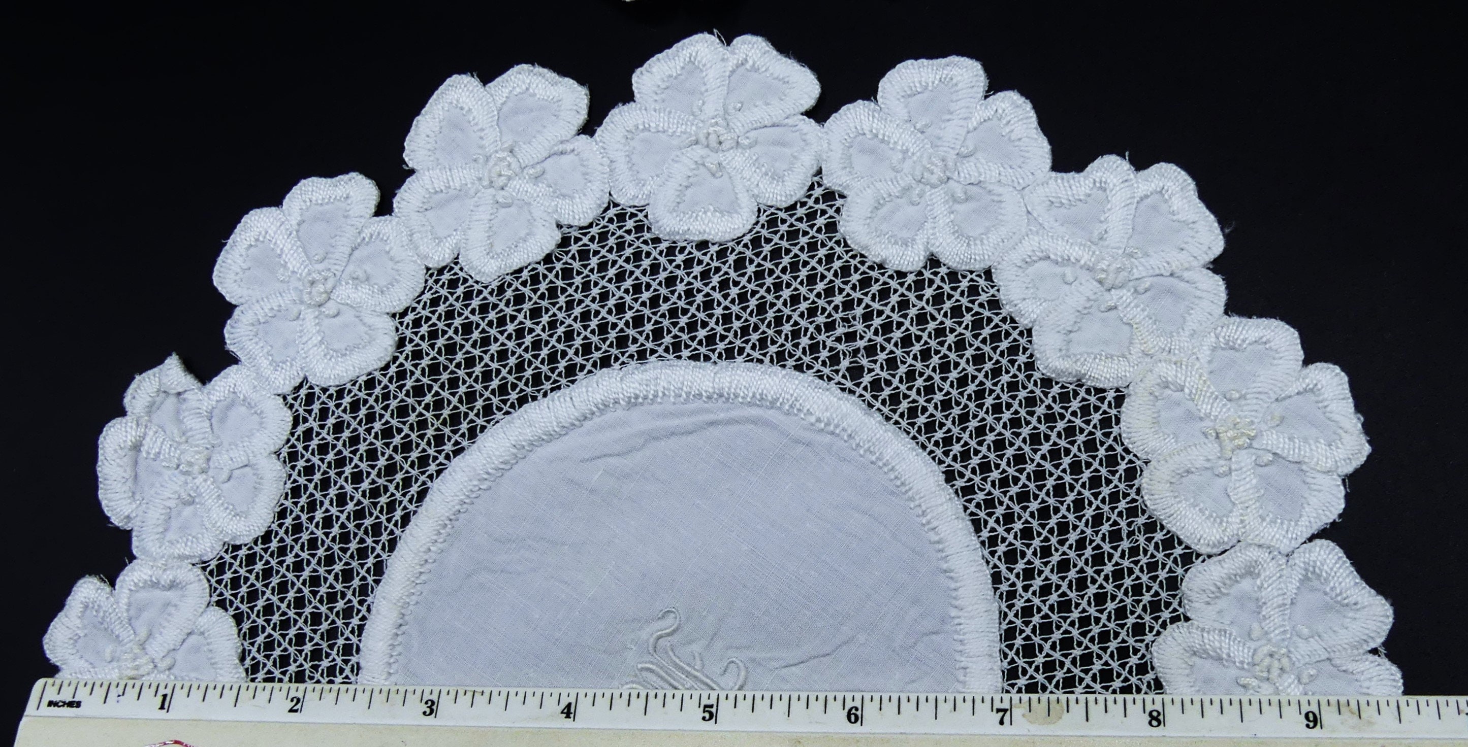 Antique 8 Cotton Handmade Embroidery Letter M Lace Round Doilies Color ...
