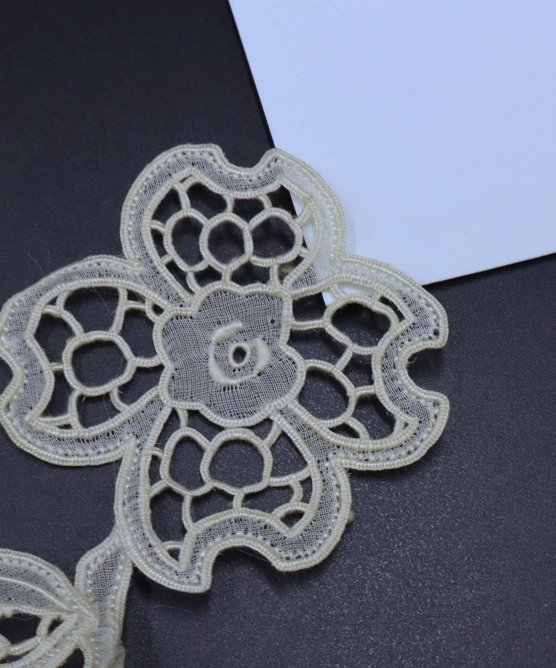 Antique 5 Pieces Hand Embroidery on Silk Applique Flower Parts Color ...