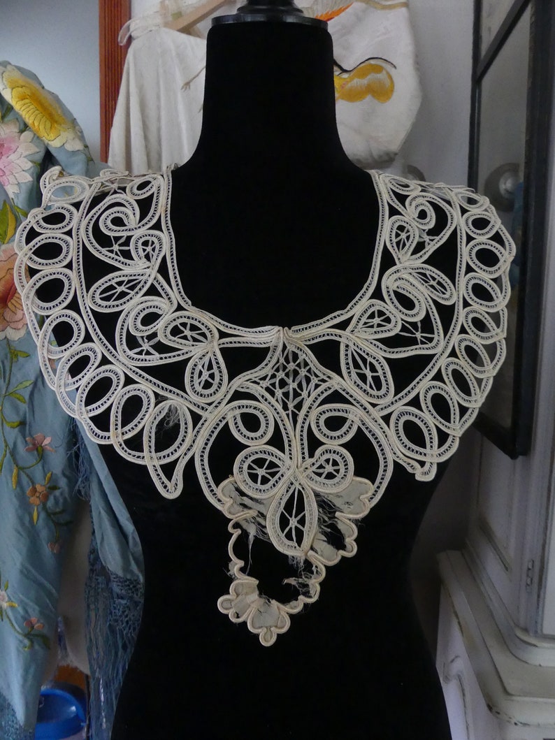 Antique Tape Lace & Silk Collar Color Ivory 50” L - Etsy