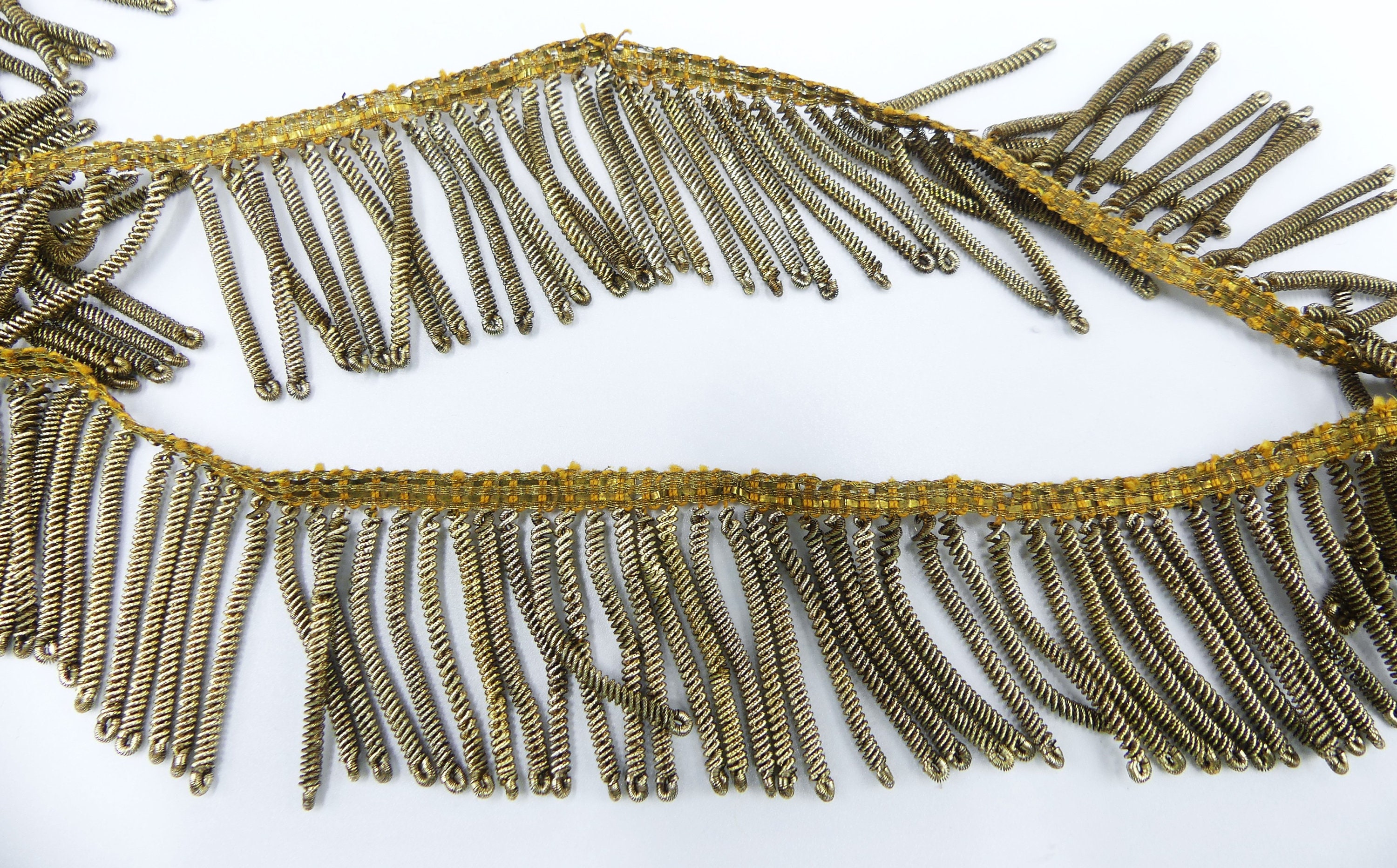 Antique Vintage French Gold Metallic Bullion Fringe Coiled Trim 3 Yard ...