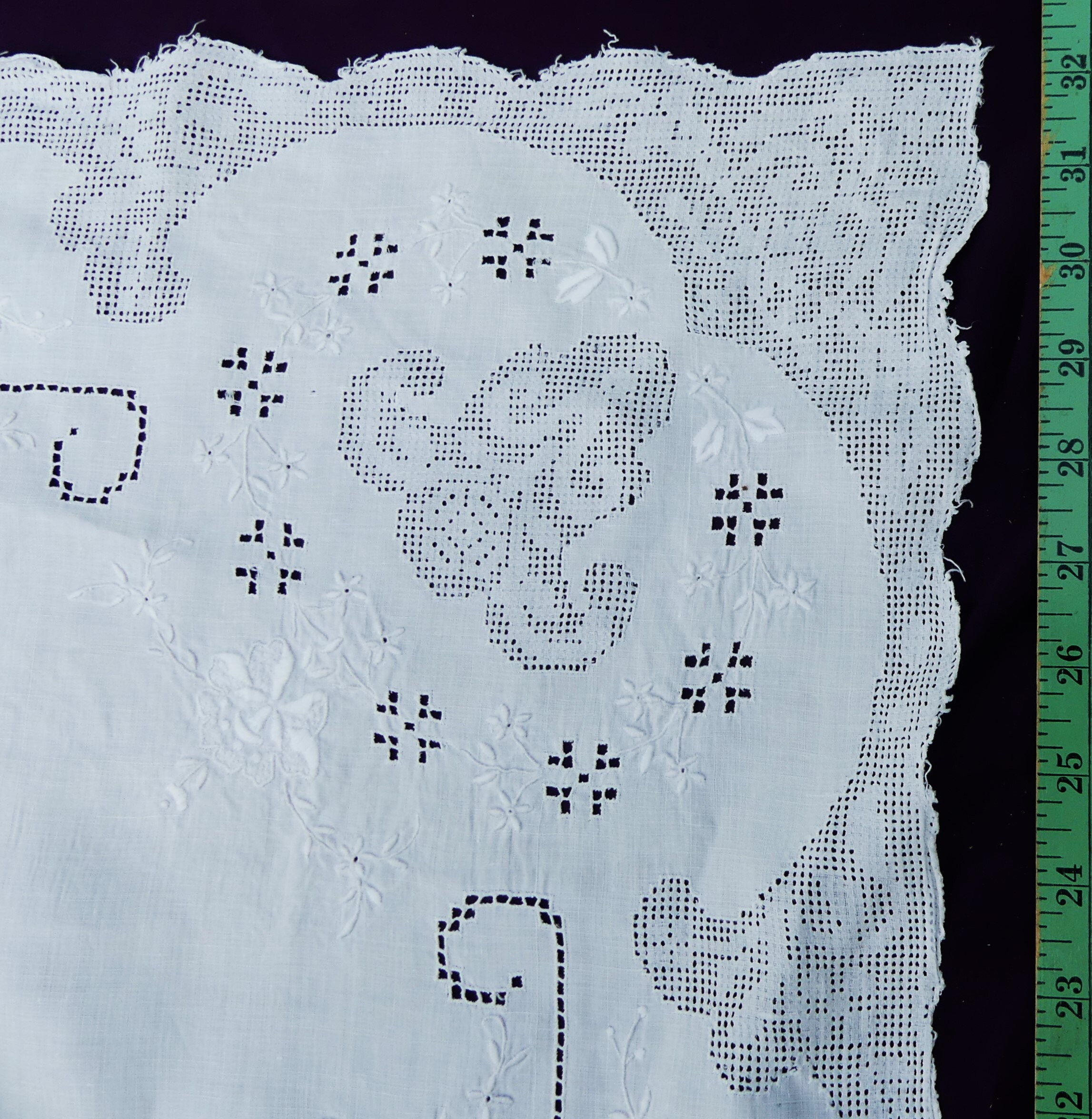 Antique Hand Embroidery Cutting Work Filet Lace With Cotton Square ...