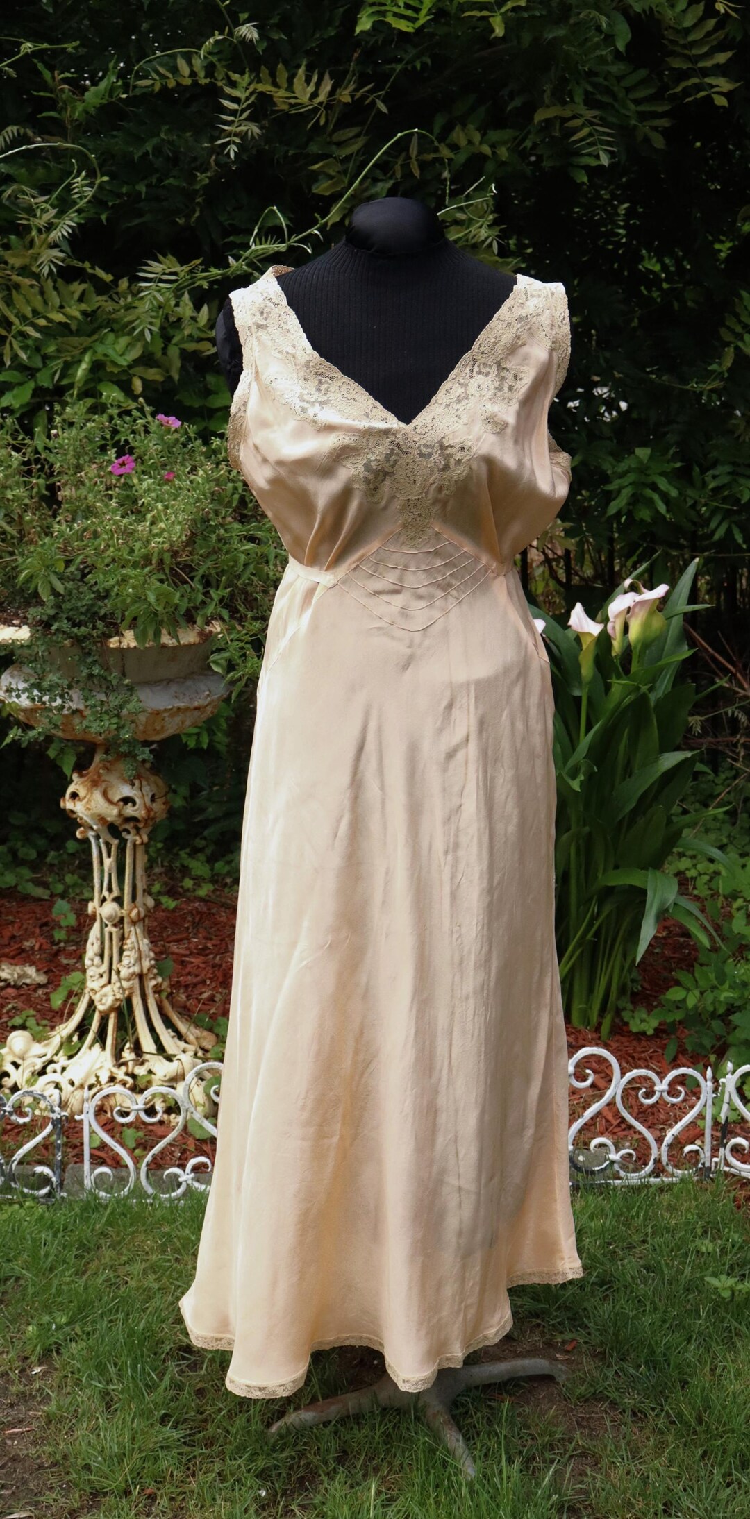 Antique Vintage 30's Franklin Simon & Co Silk W French Alencon Lace ...