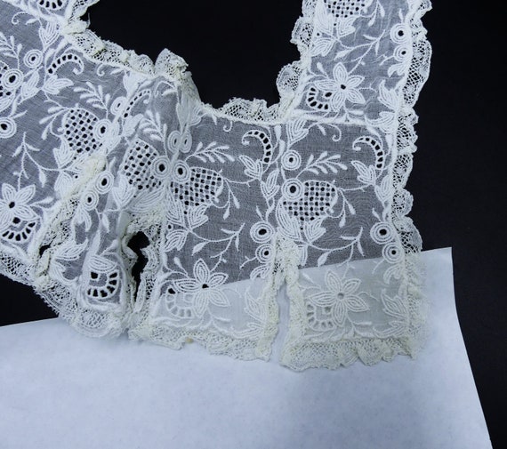 Antique handmade embroidered w lace trim lace collar … - Gem