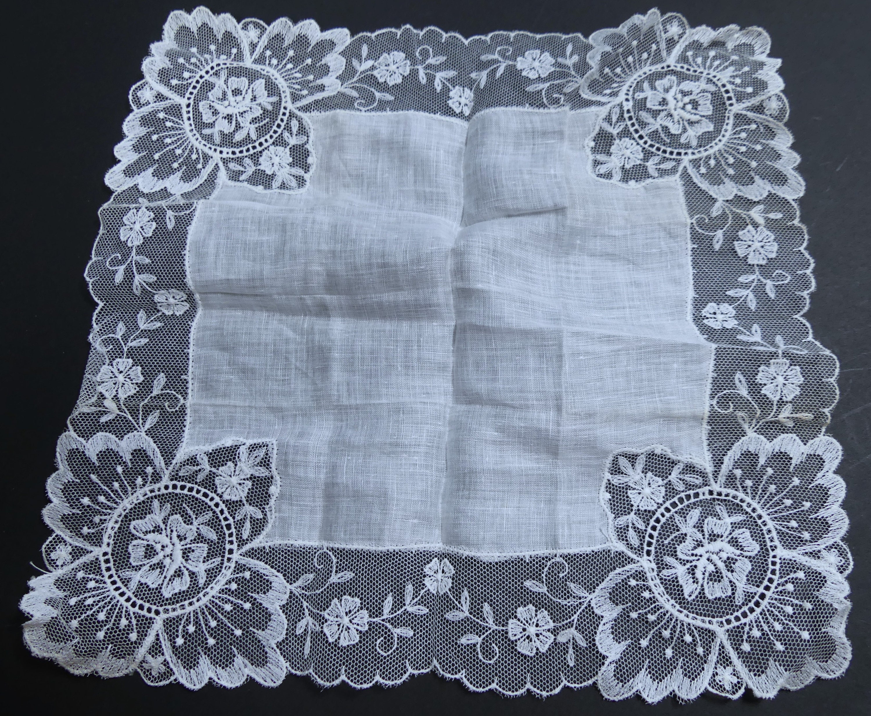 Vintage Cotton W Lace Handkerchief Color Ecru/ Cream 111/2 X 111/2 - Etsy