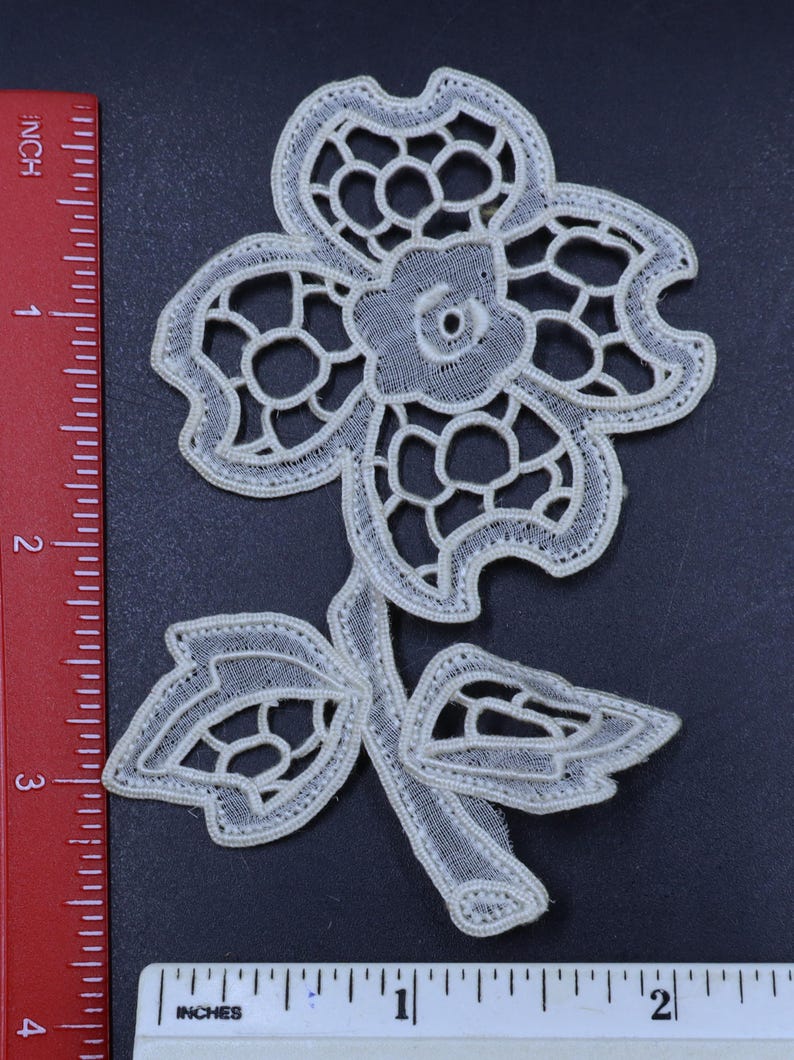 Antique 5 Pieces Hand Embroidery on Silk Applique Flower Parts Color ...