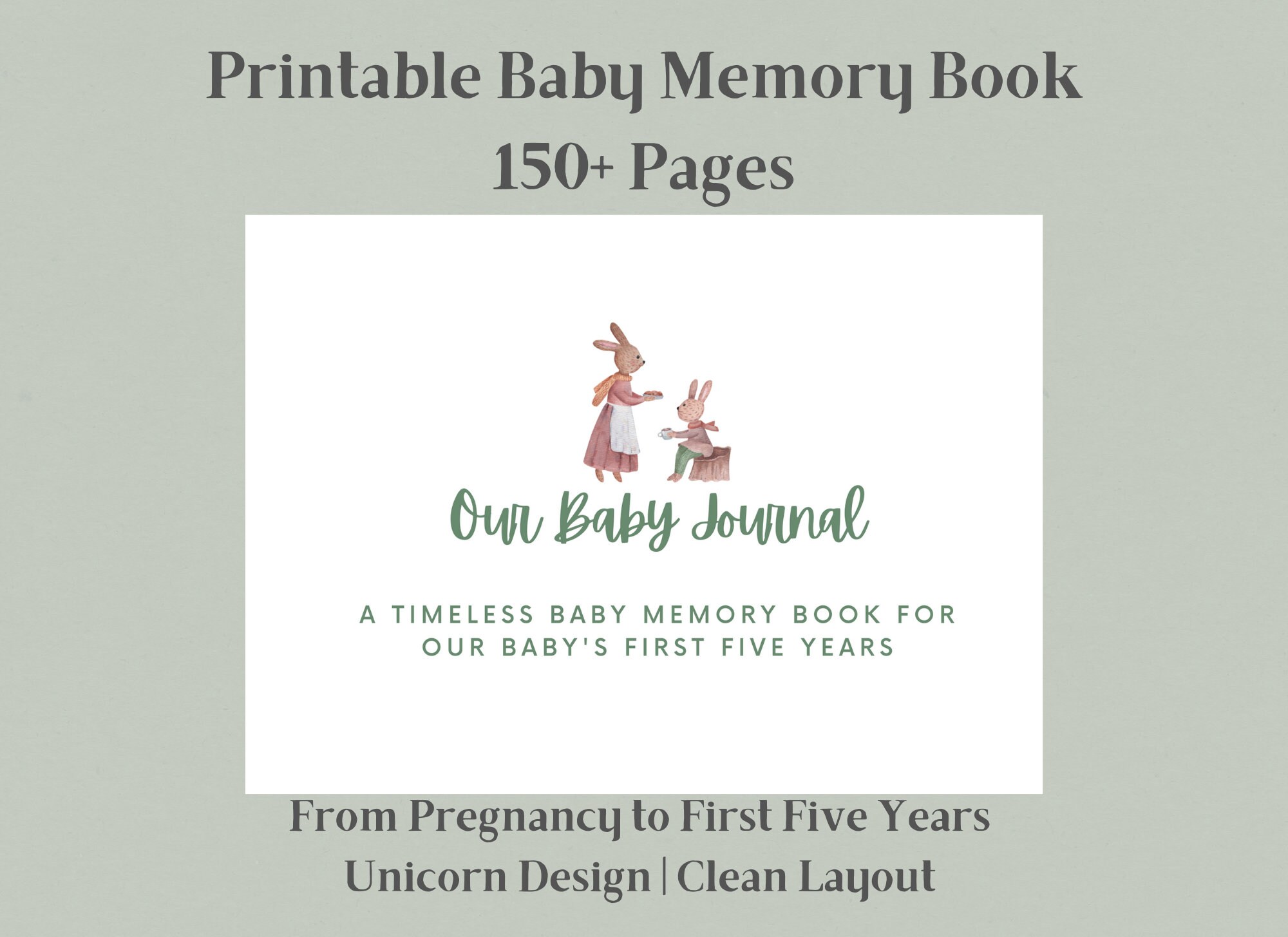 Printable Baby Memory Book From Pregnancy to First Five Years, Baby ...
