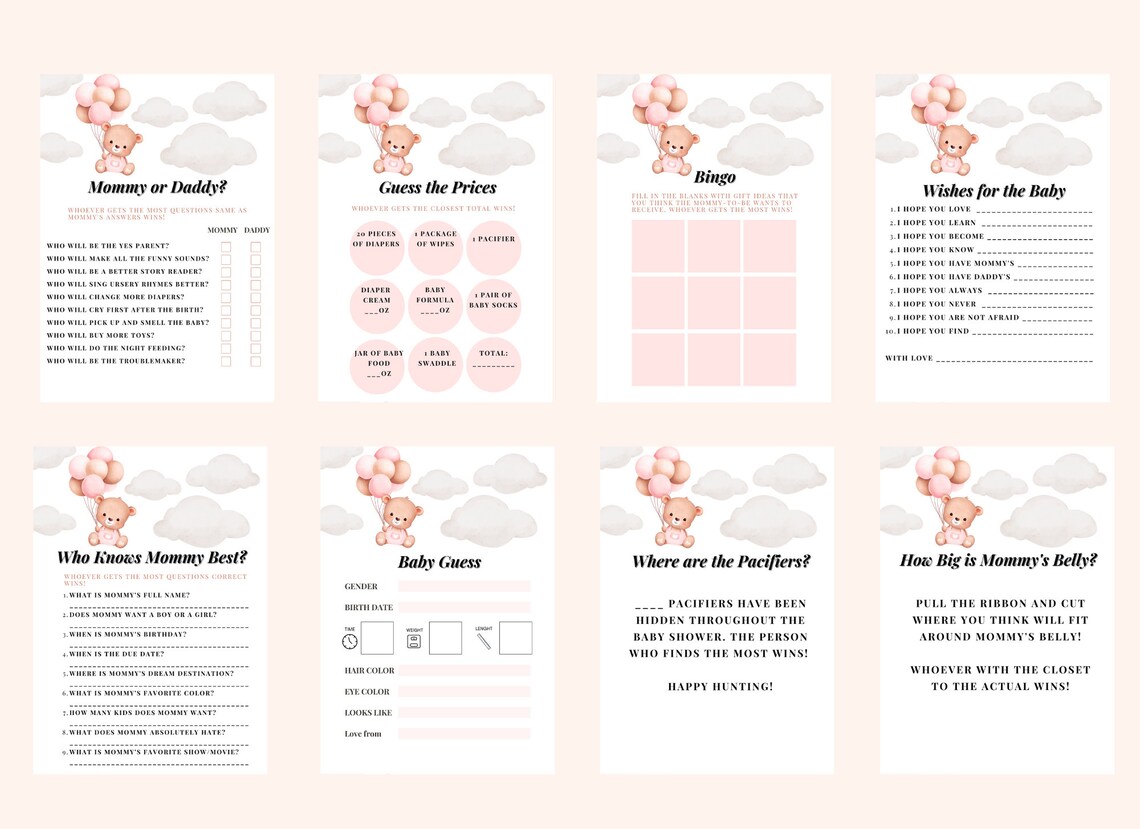 Baby Shower Games, Baby Shower Games Bundle, Baby Shower Games ...