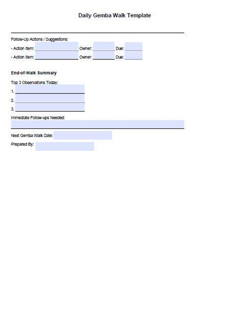 Gemba Walk Fillable Template - Etsy