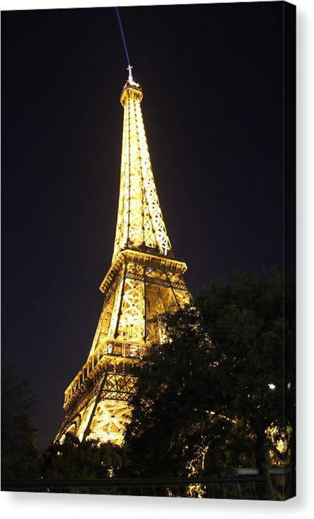 Eiffel Tower at Night Canvas Print - Etsy