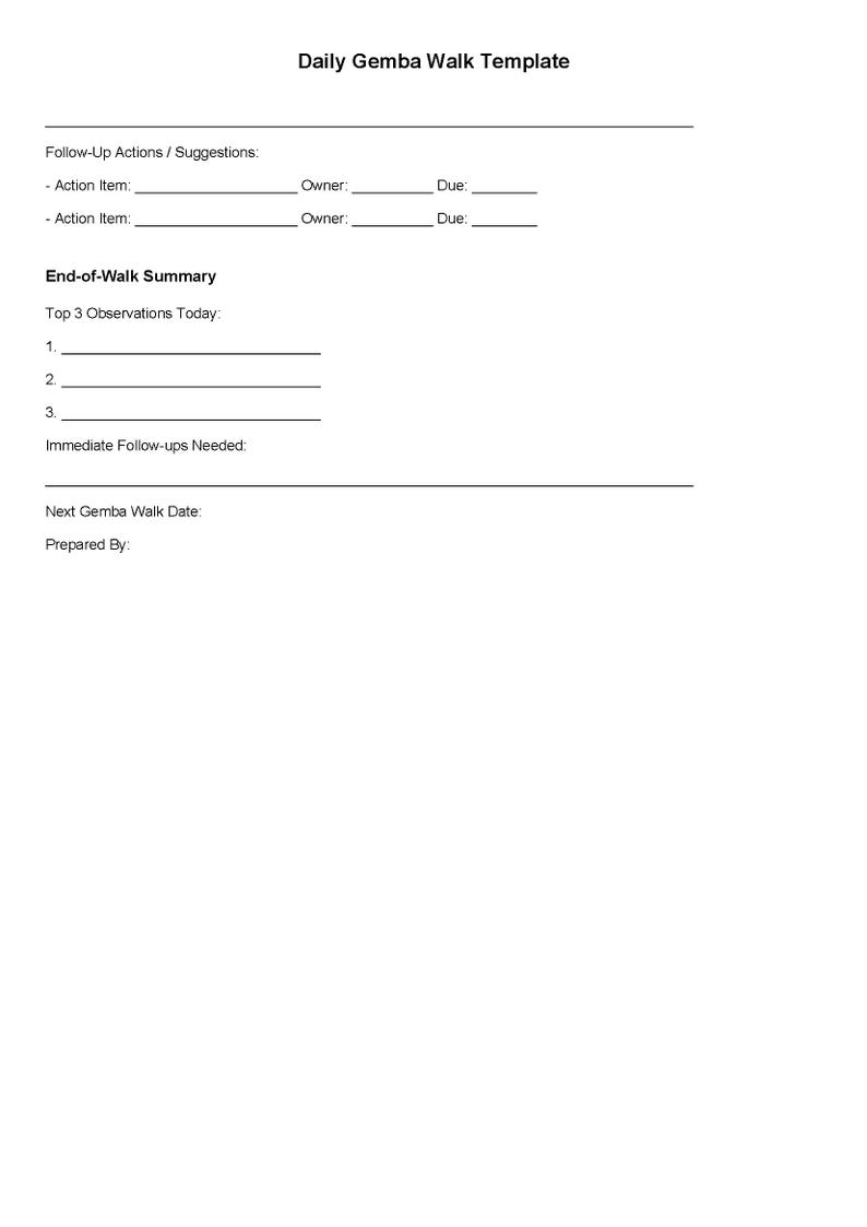 Gemba Walk Fillable Template - Etsy