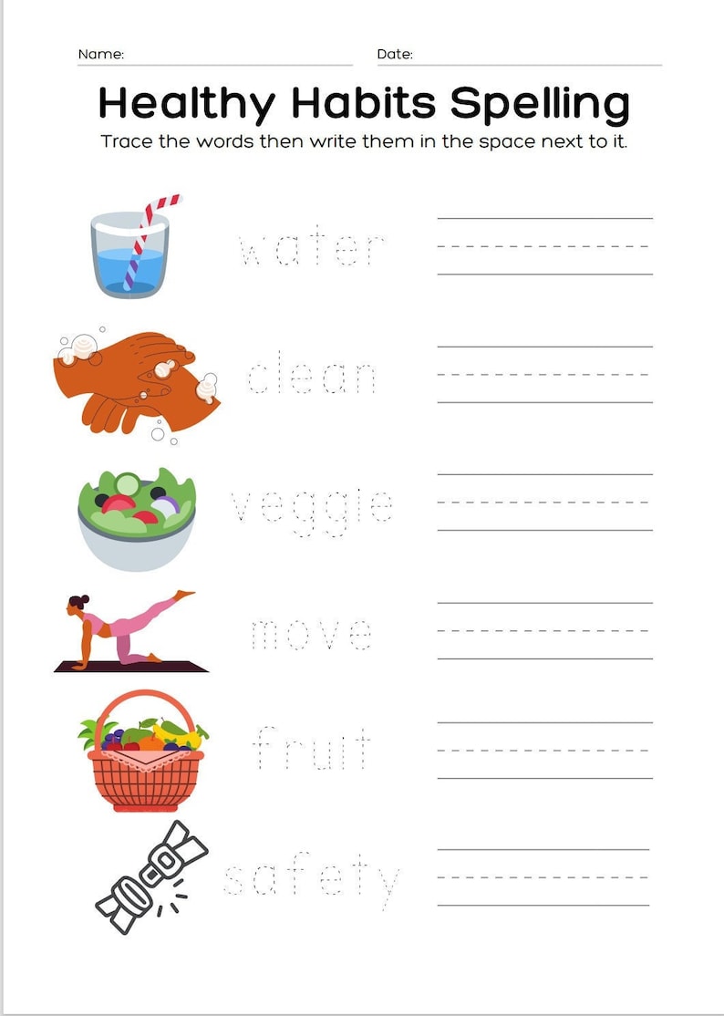Healthy Habits Kindergarten Worksheets - Etsy