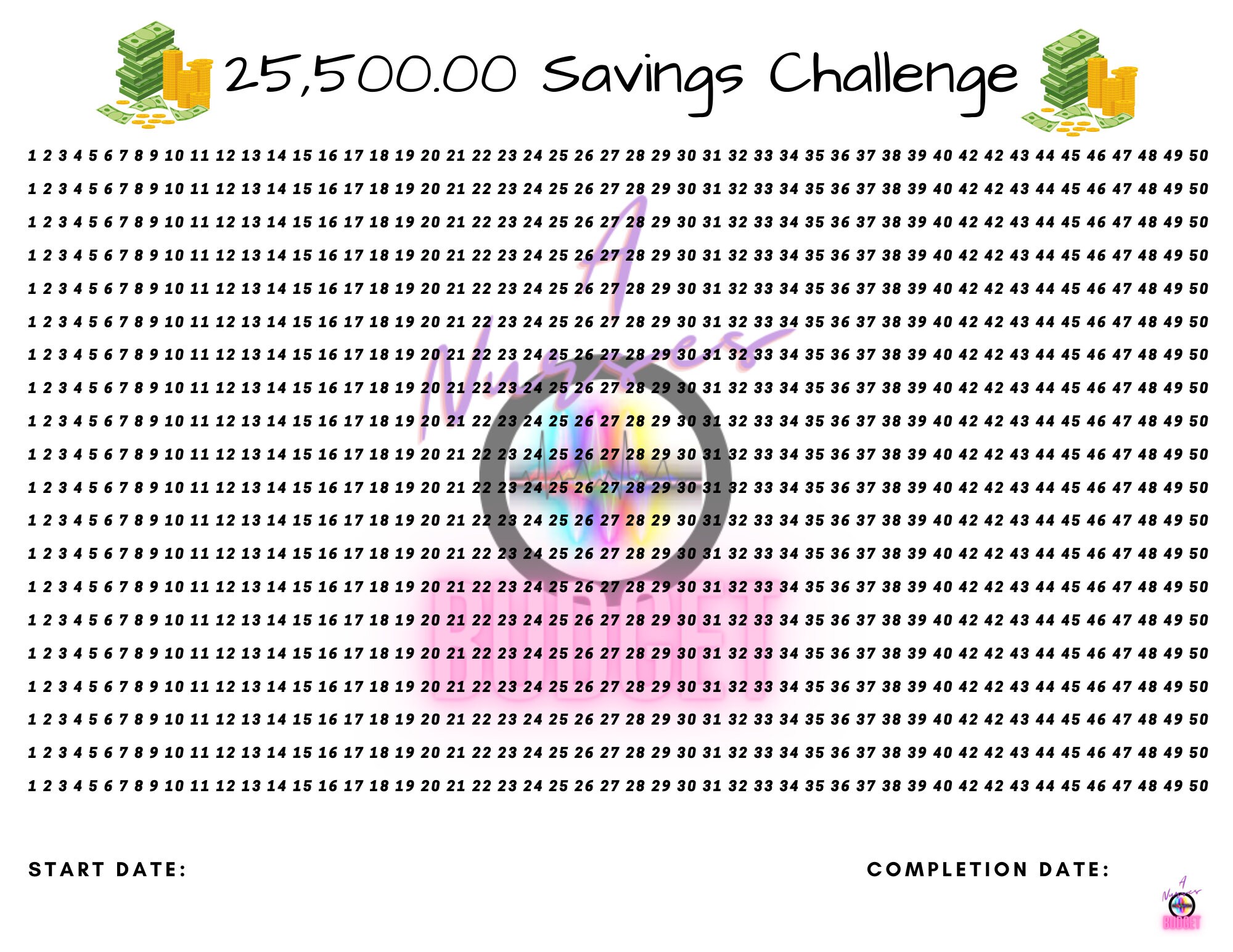 25K Saving Challenge, Saving Challenge PDF, Saving Challenge Printable ...