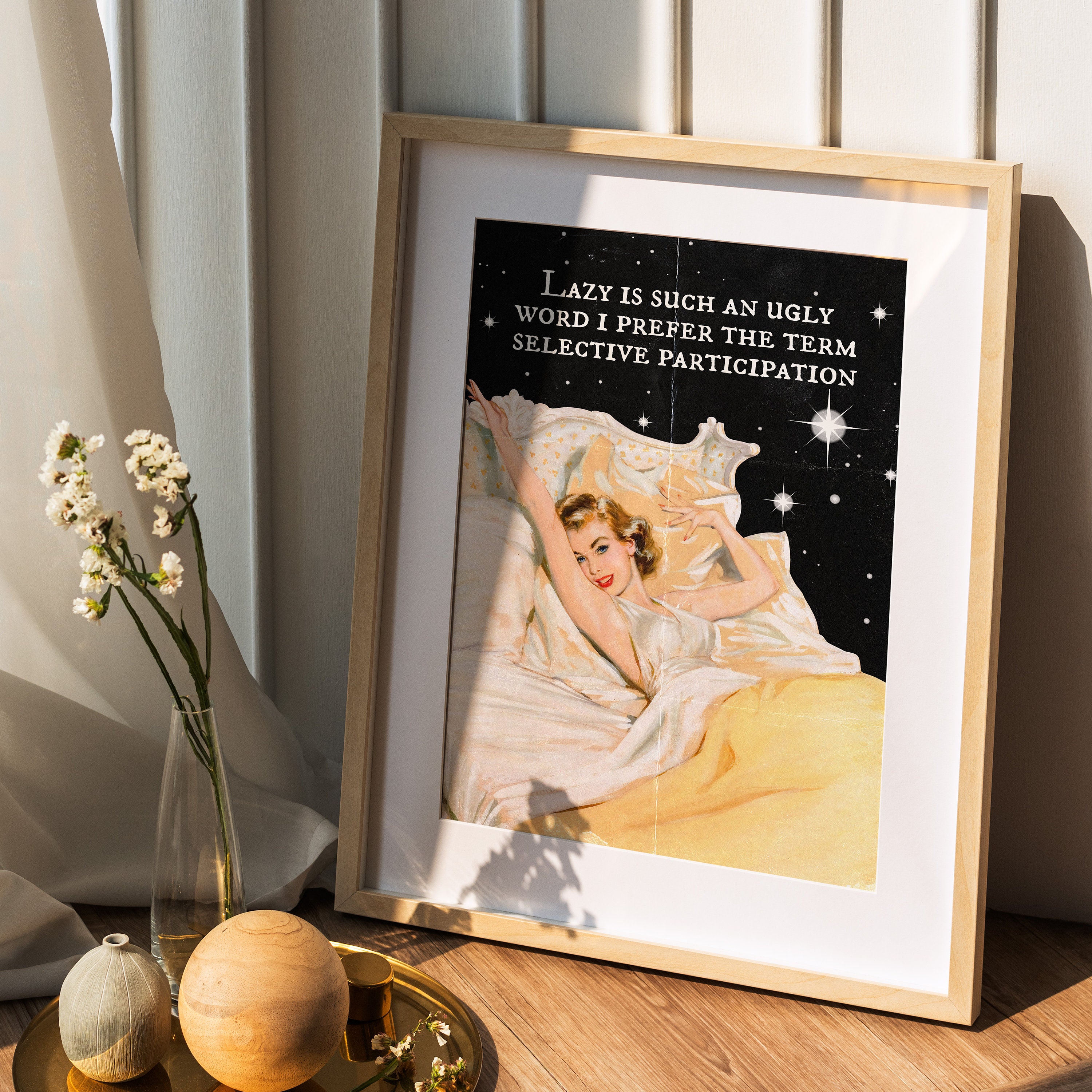 I'm Not Lazy Vintage Wall Art, Pin up Collage, Retro Wall Decor, Space ...