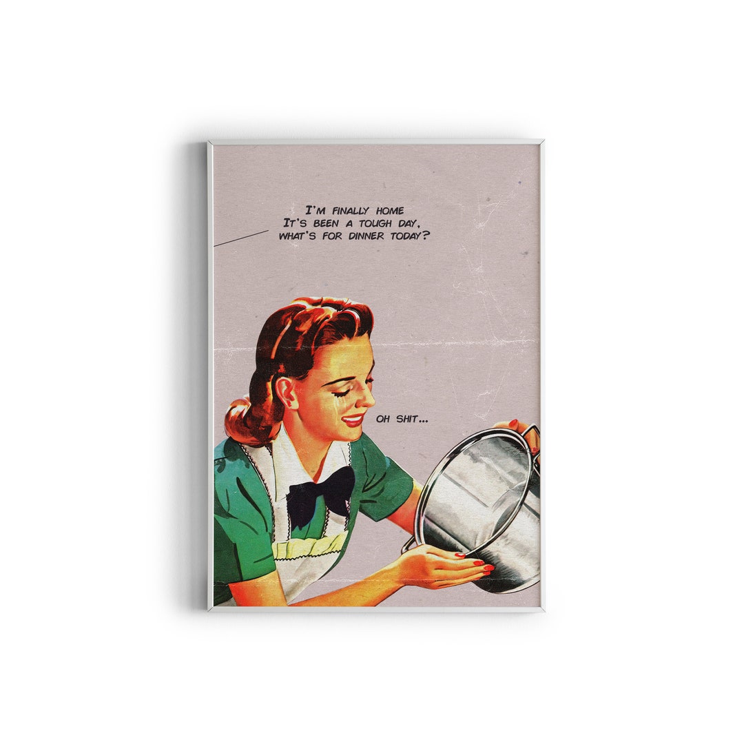 Dinner - Vintage Wall Art, Pin up Collage, Retro Wall Decor, Room Wall ...