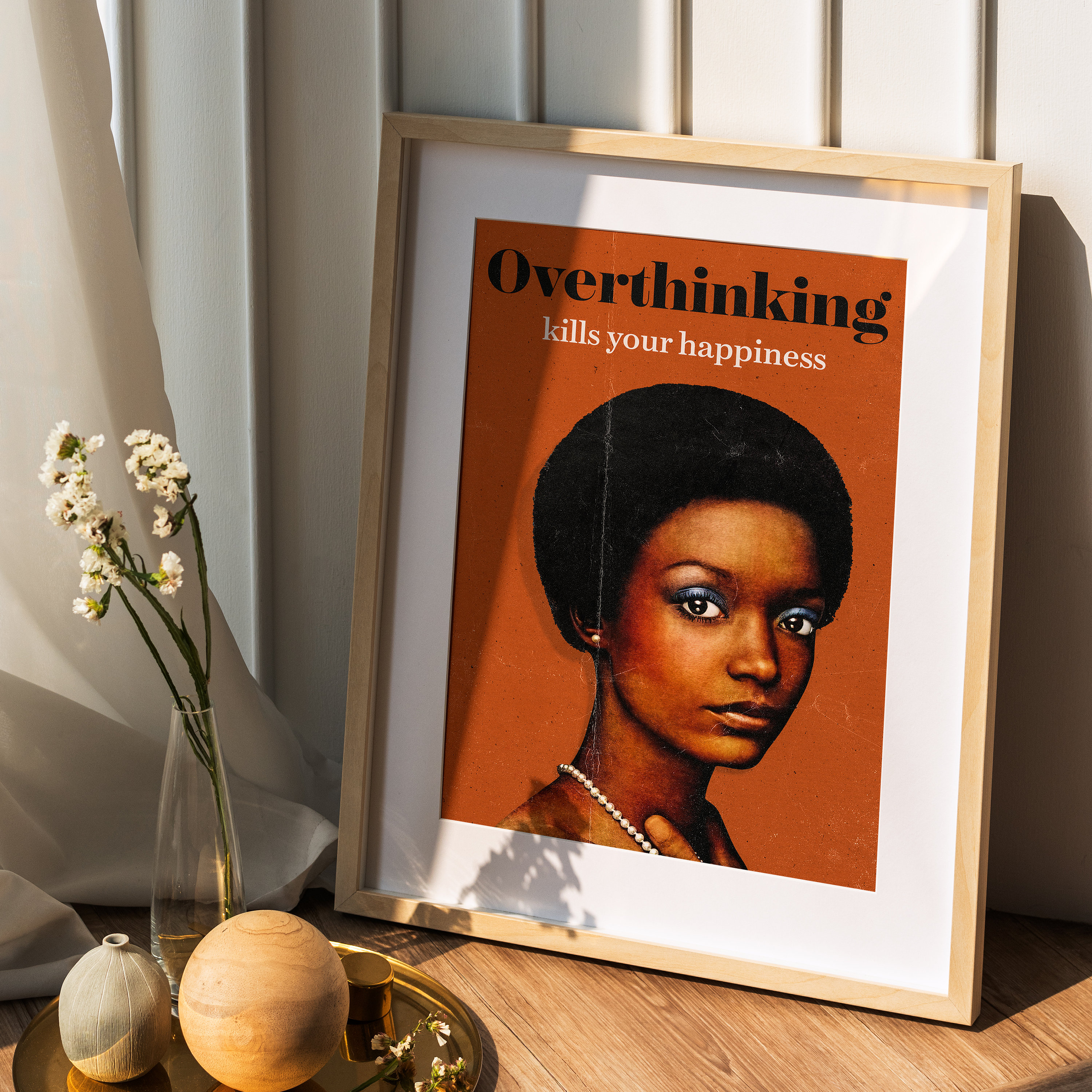 Overthinking V2 Vintage Wall Art Beauty Collage Retro Wall - Etsy