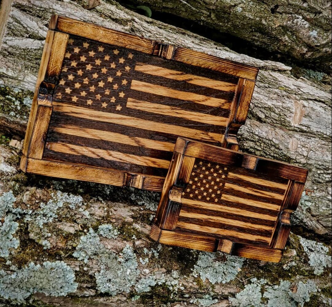 Wood Cigar Ashtray / American Flag Ashtray / Handmade Wood - Etsy