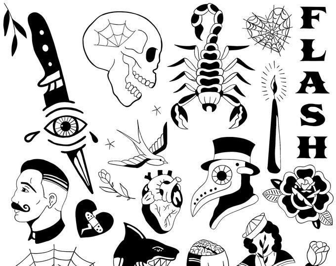 American Traditional Tattoo Flash Etsy