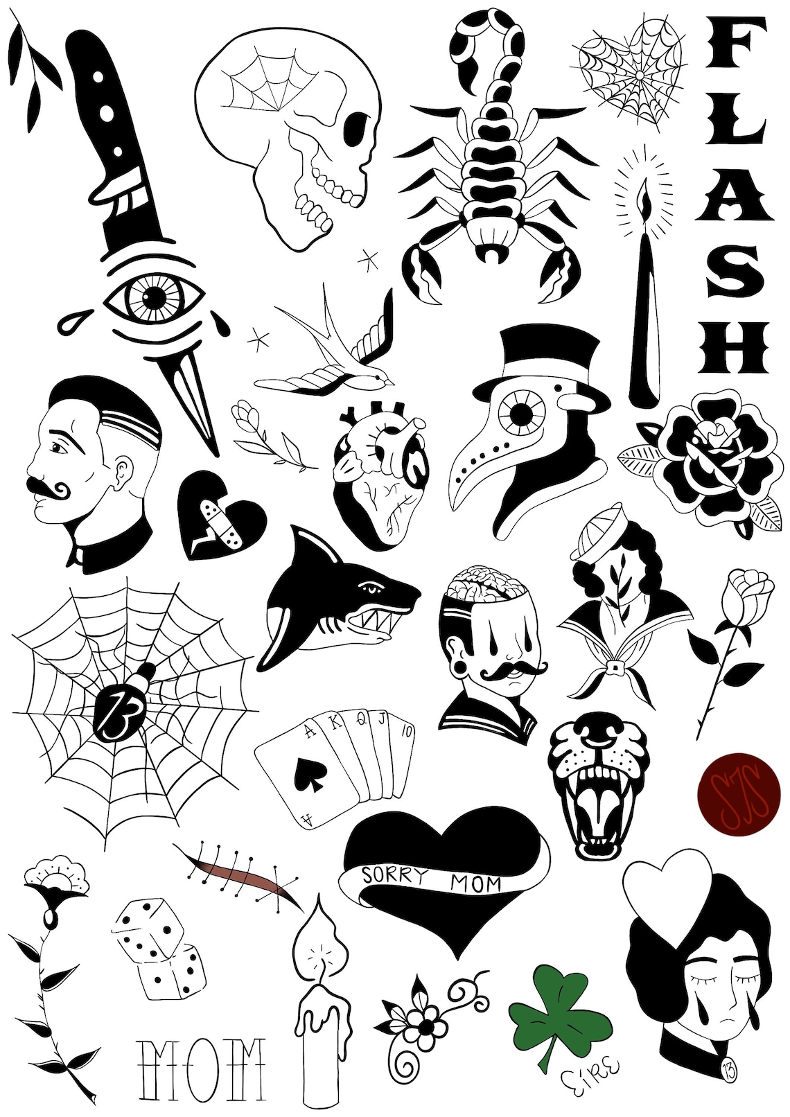 American Traditional Tattoo Flash - Etsy
