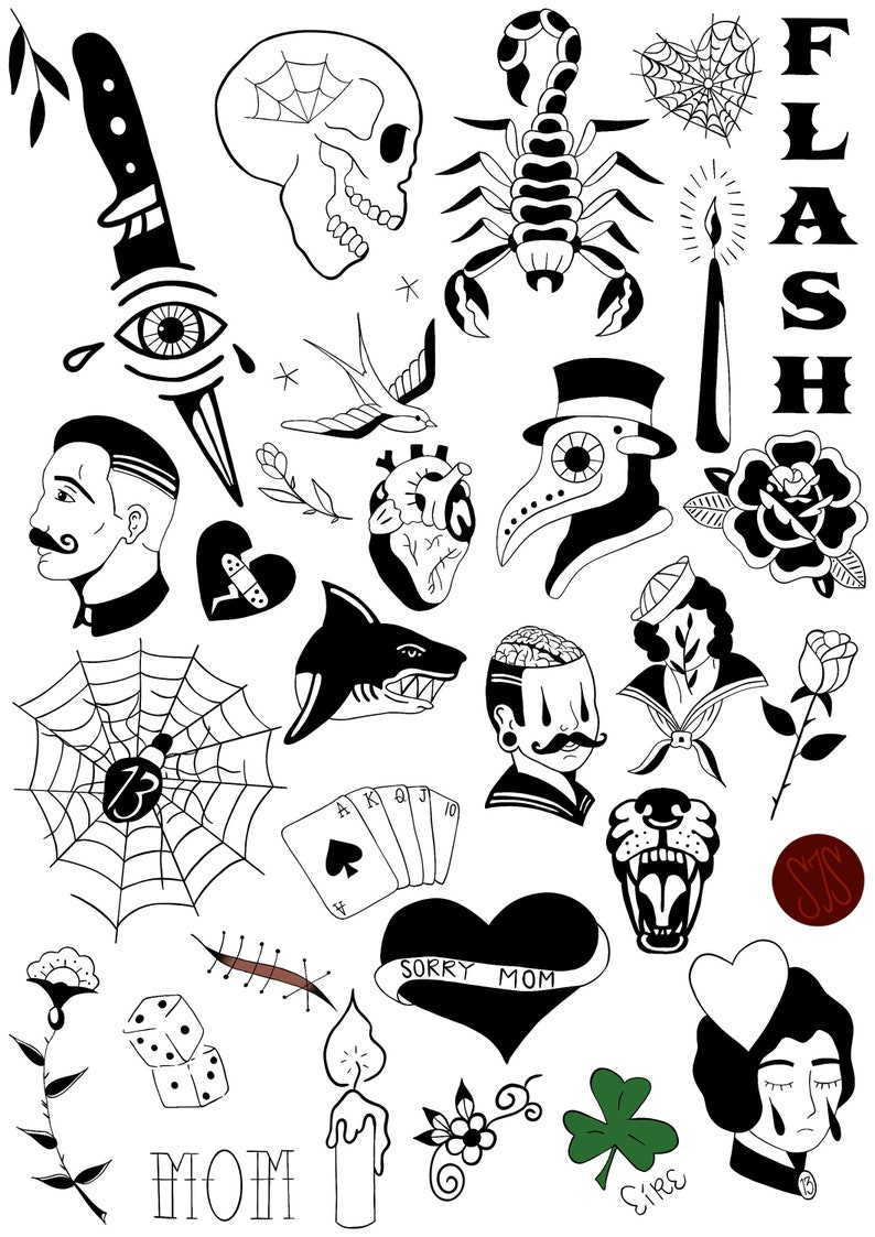 American Traditional Tattoo Flash - Etsy