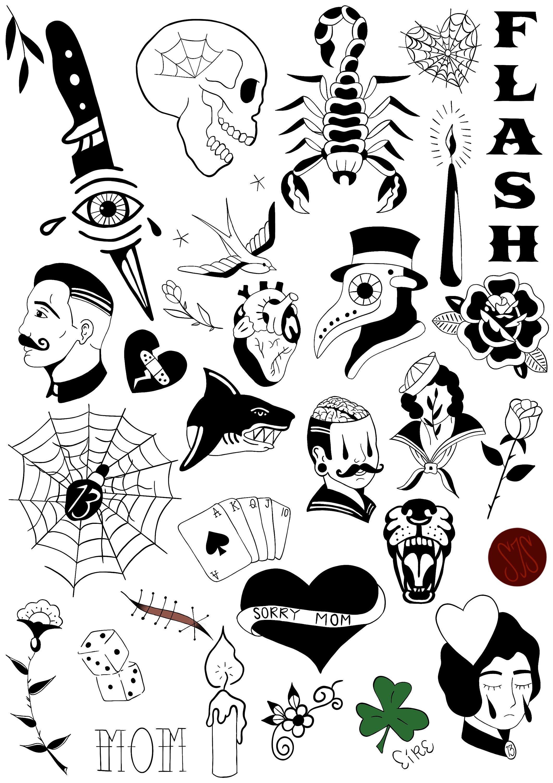 American Traditional Tattoo Flash Etsy