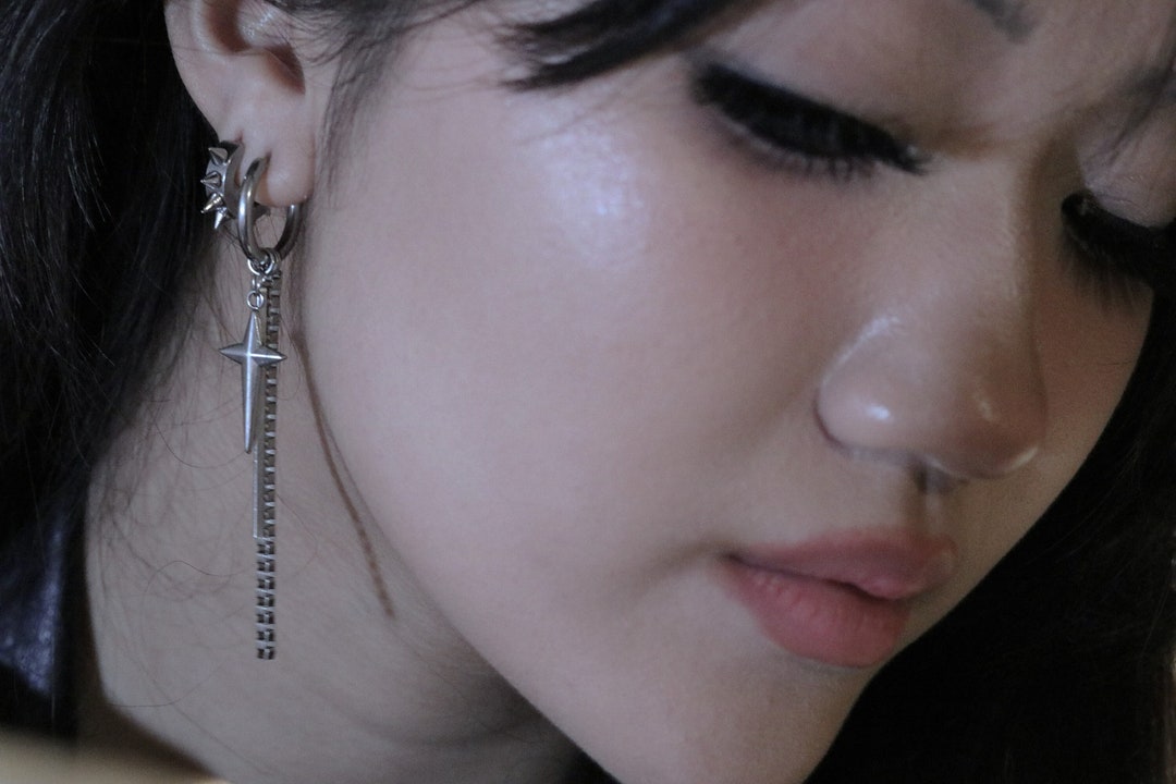 Dangly Stainless Steel Earrings – Y2K Layered Earrings – Four-point ...
