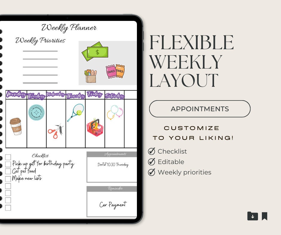 Undated Black Floral Digital Planner | Black Planner for iPad and ...