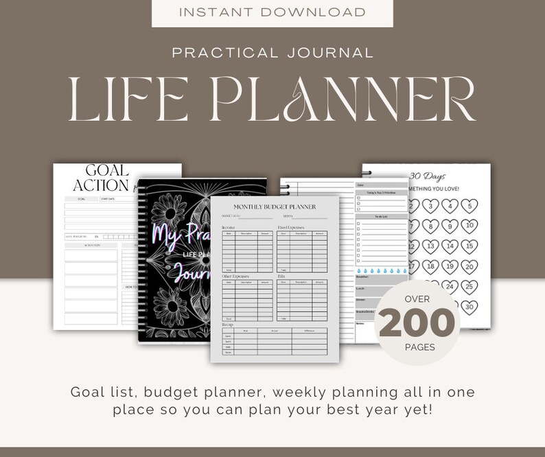 Undated Black Floral Digital Planner | Black Planner for iPad and ...