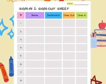 Student Sign Out Sheet - Etsy