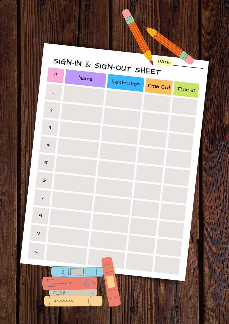 Sign in Sheet Sign Out Sheet Sign in and Out Sheet Teacher - Etsy