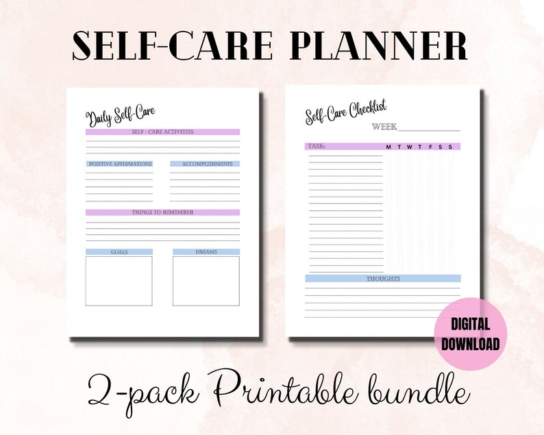 Self-care Planner, Self-care Planner Checklist, Self-care Checklist ...
