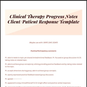 Clinical Therapy Progress Notes Template - Etsy