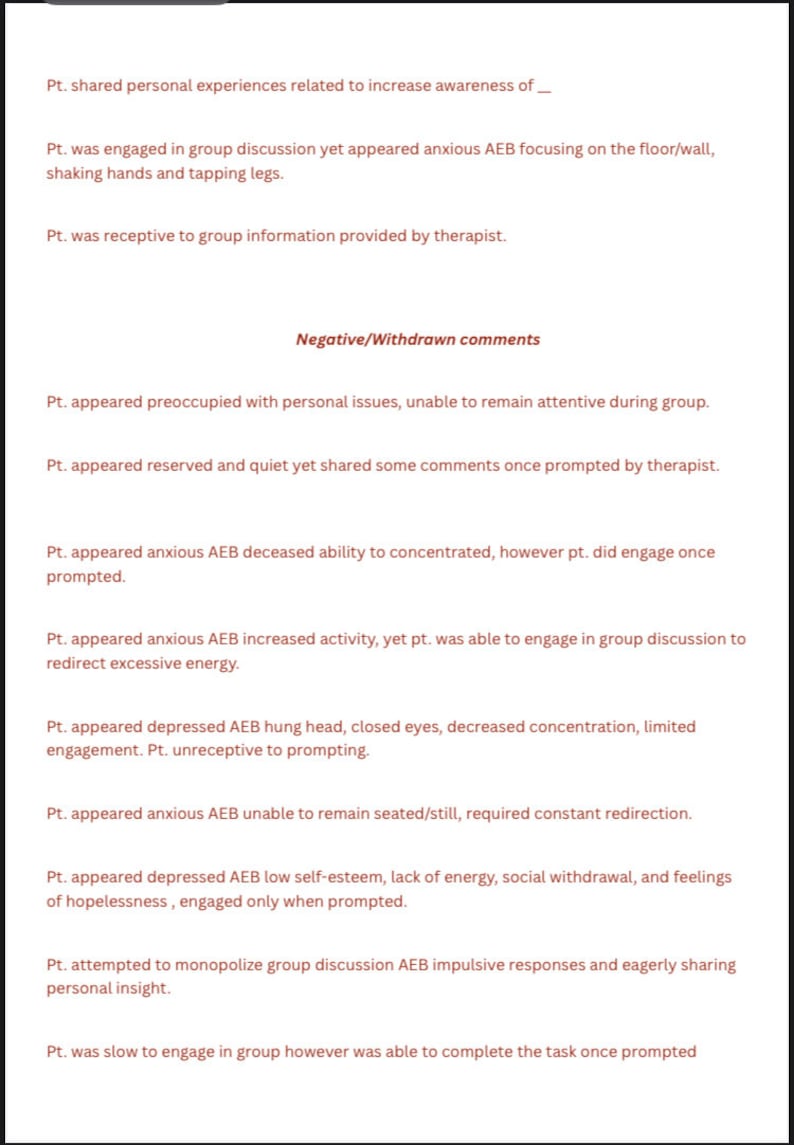 Clinical Therapy Progress Notes Template - Etsy