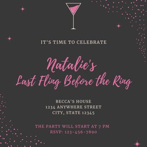 Last Fling Before the Ring Invitation Template - Etsy
