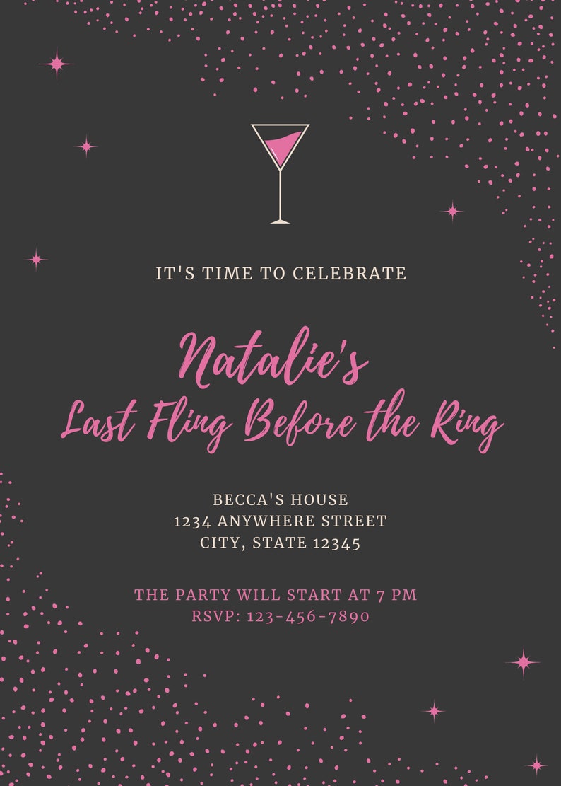 Last Fling Before the Ring Invitation Template - Etsy