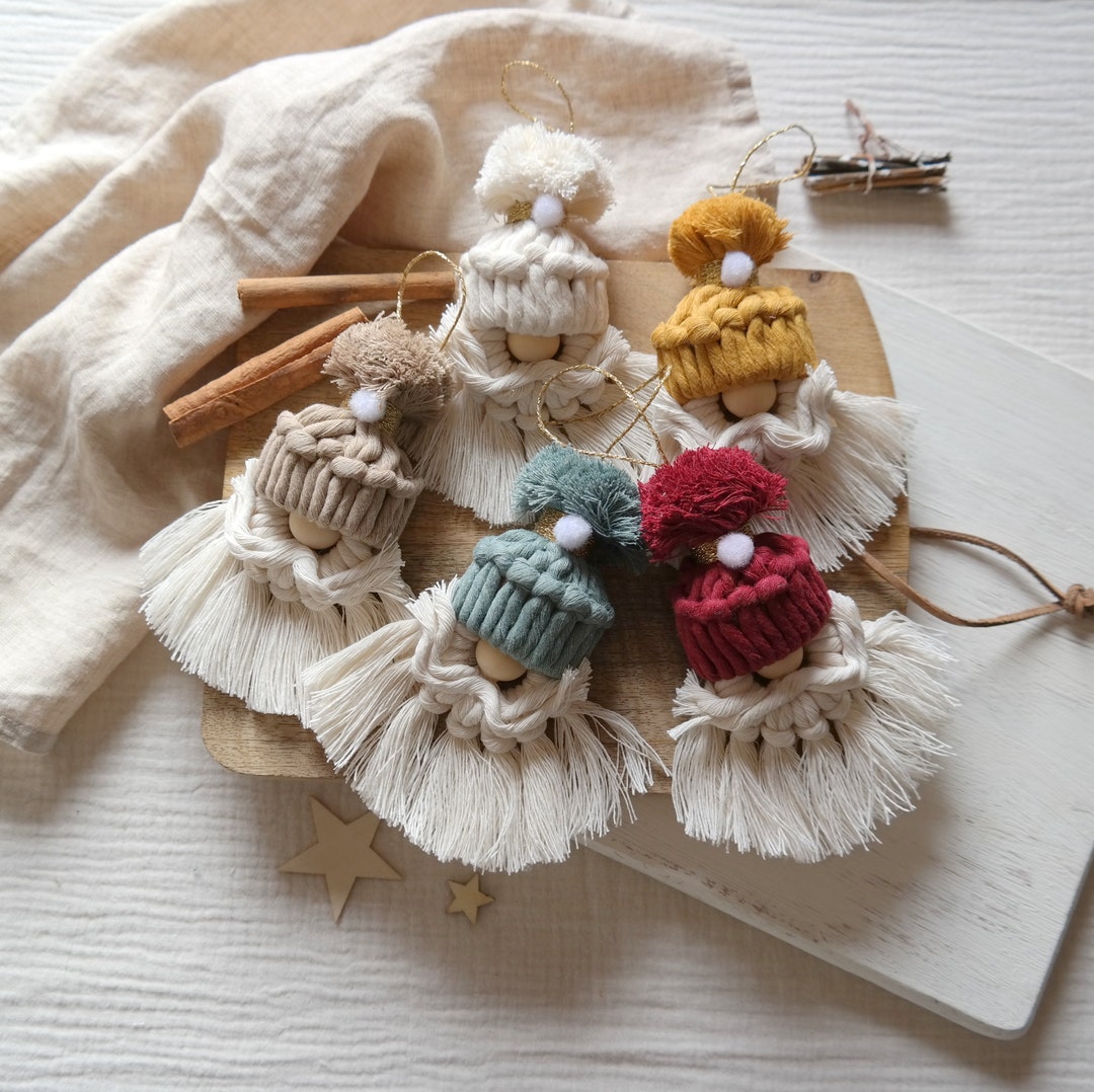 Macramé Santa Christmas Ornament, Macramé Gnome, Macramé Ornament Santa ...