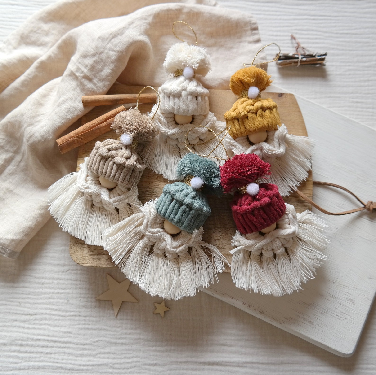 Macramé Santa Christmas Ornament, Macramé Gnome, Macramé Ornament Santa ...