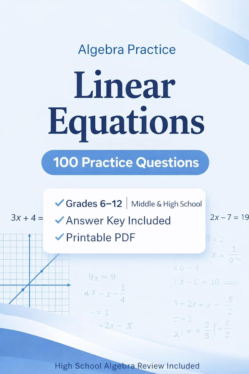 Algebra Review Worksheets | Middle +high School | Solving Linear ...
