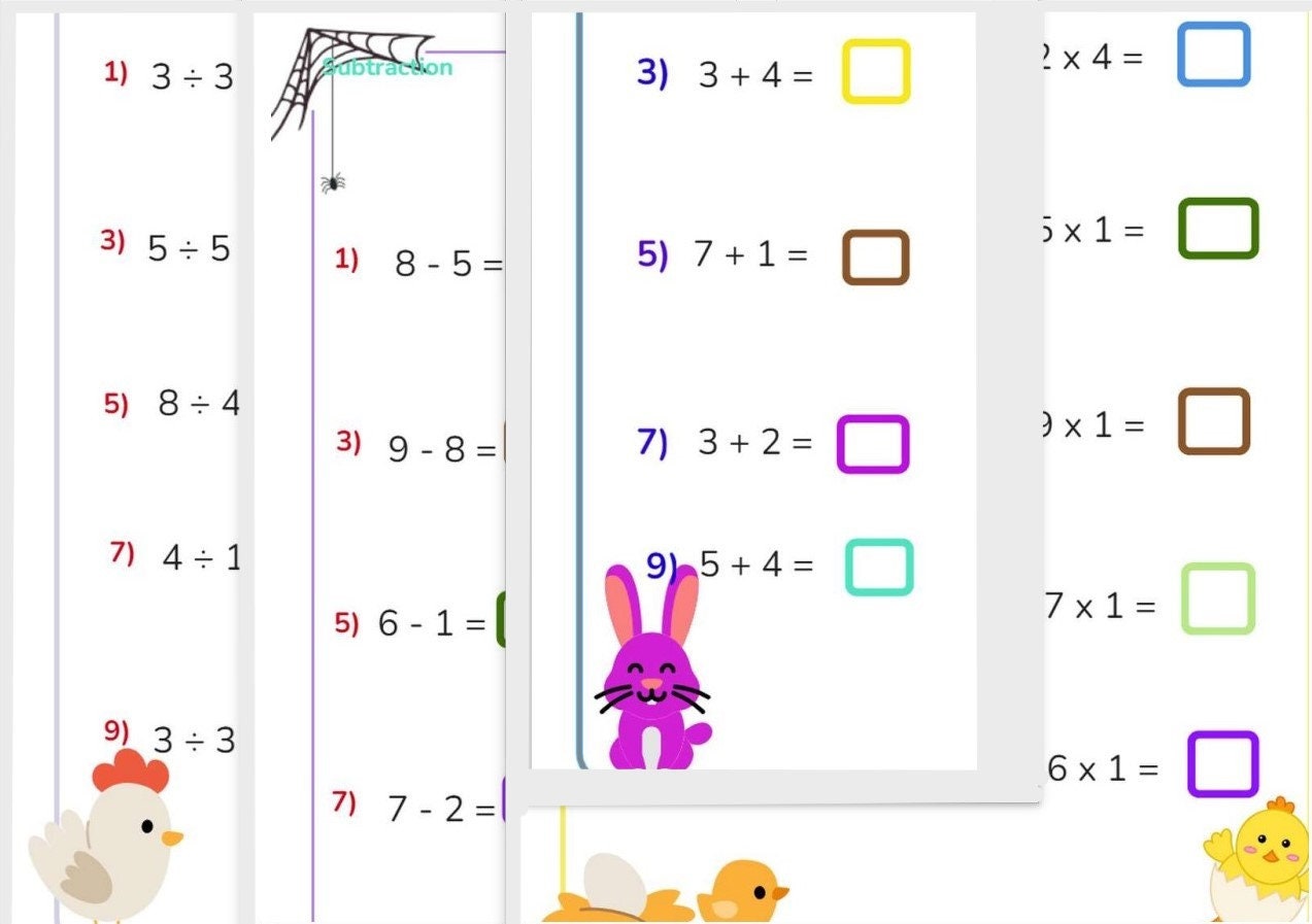 4 Printable Worksheets. Numbers 1-10. Preschool-1st Grade Math - Etsy