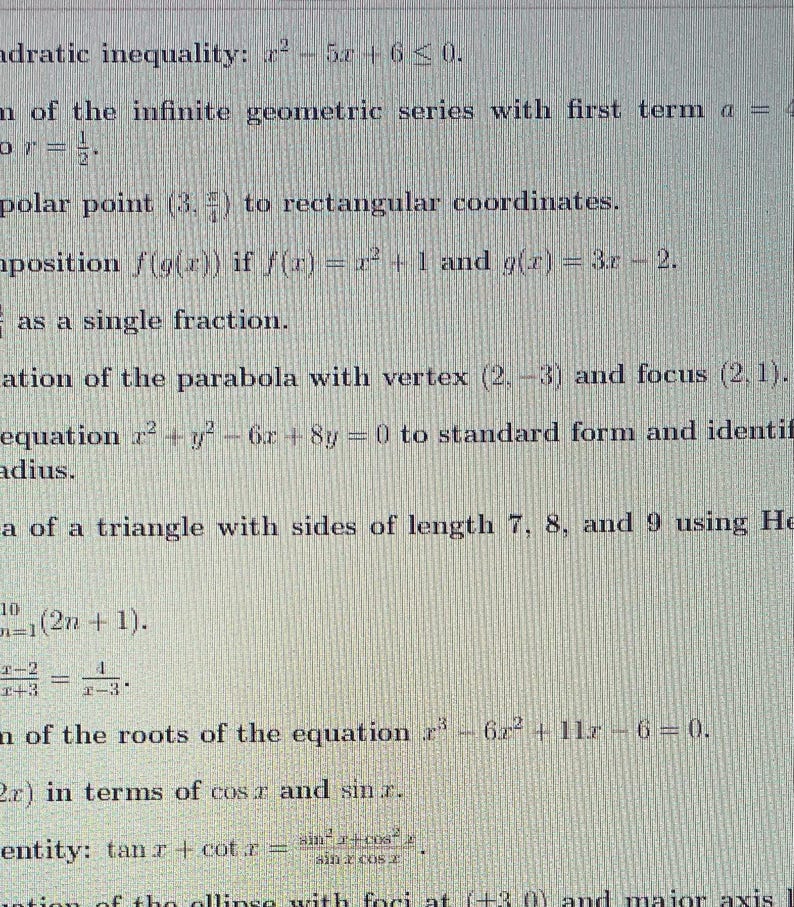 Precalculus Review Pack -printable Math Worksheets for Practice (50 ...