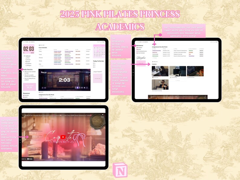 2025 Notion Planner | Pink Notion Template | Pilates Notion Planner ...