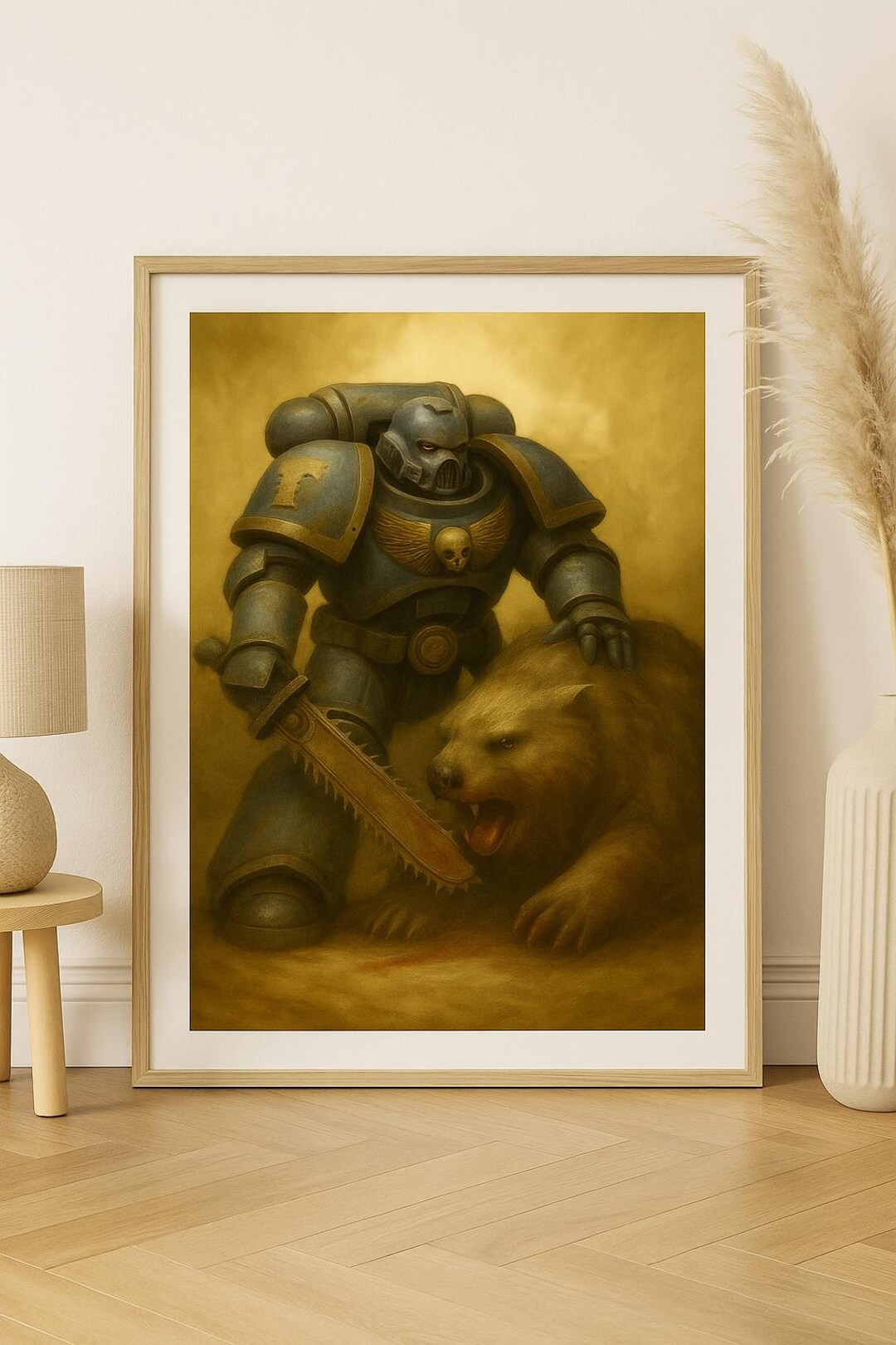 Grimdark Sci-fi Warrior Vs Beast Art: Gothic Battle Poster (digital ...