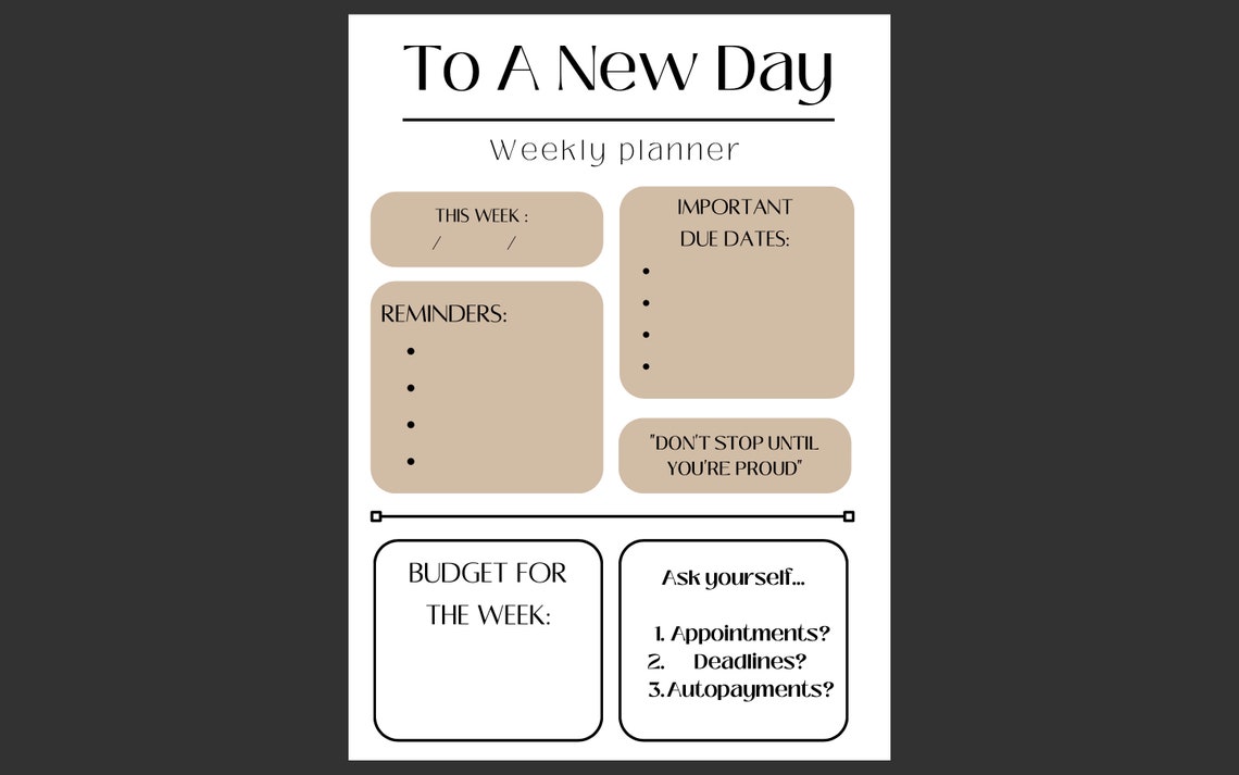 TODAY, A NEW DAY Weekly Planner Printable - Etsy